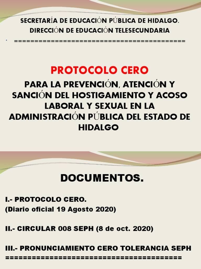 Diapositivas Protocolo Cero | PDF | Acoso sexual | Acoso
