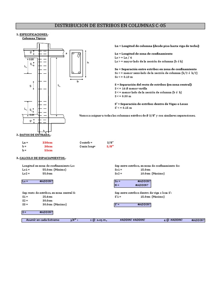 Distribución de Estribos en Columnas | PDF | Carpintería | Carpintería