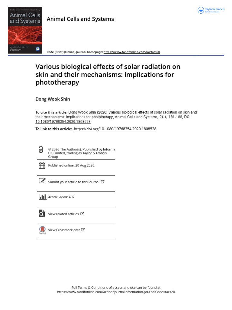 Various Biological Effects of Solar Radiation On Skin and Their ...