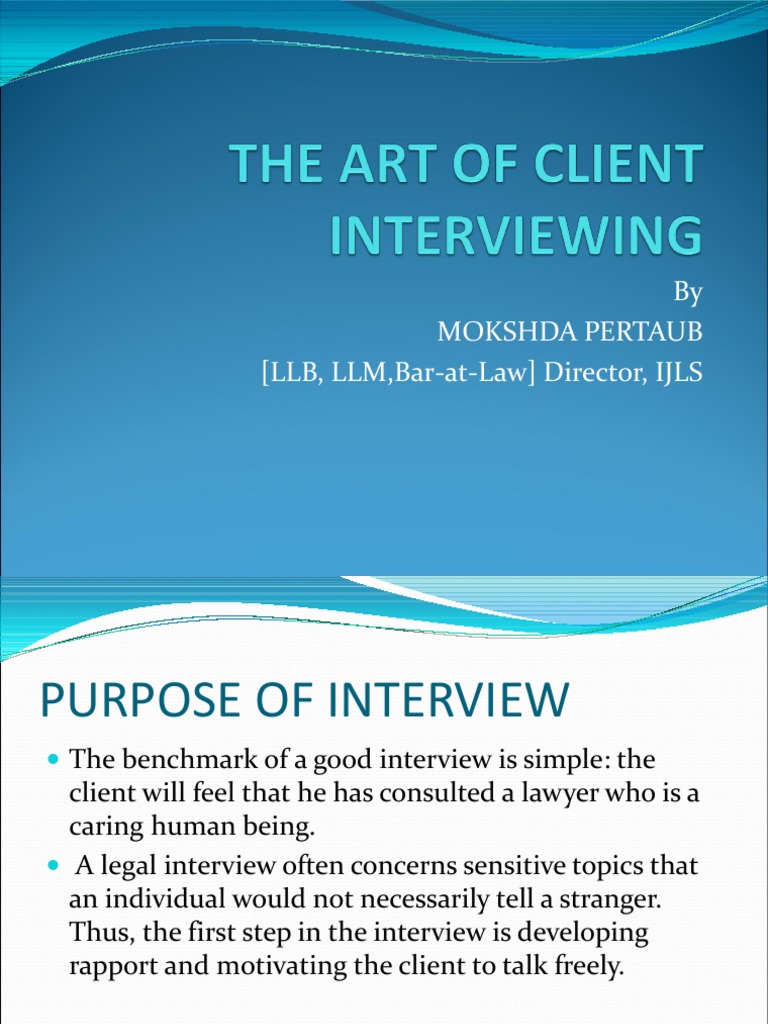 The Art of Client Interviewing - MP 11-05-17 | PDF | Lawyer | Barrister