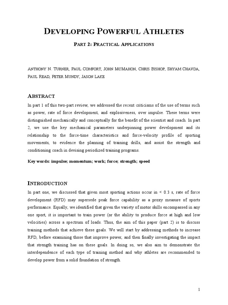 Part 2 - Developing Power - Harvard Ref | PDF | Strength Training ...