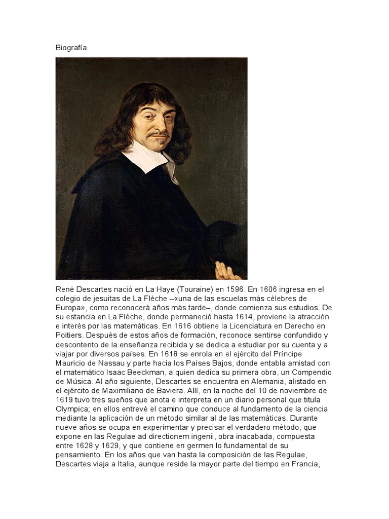 Biografía Rene Descartes | PDF | René Descartes | Existencia