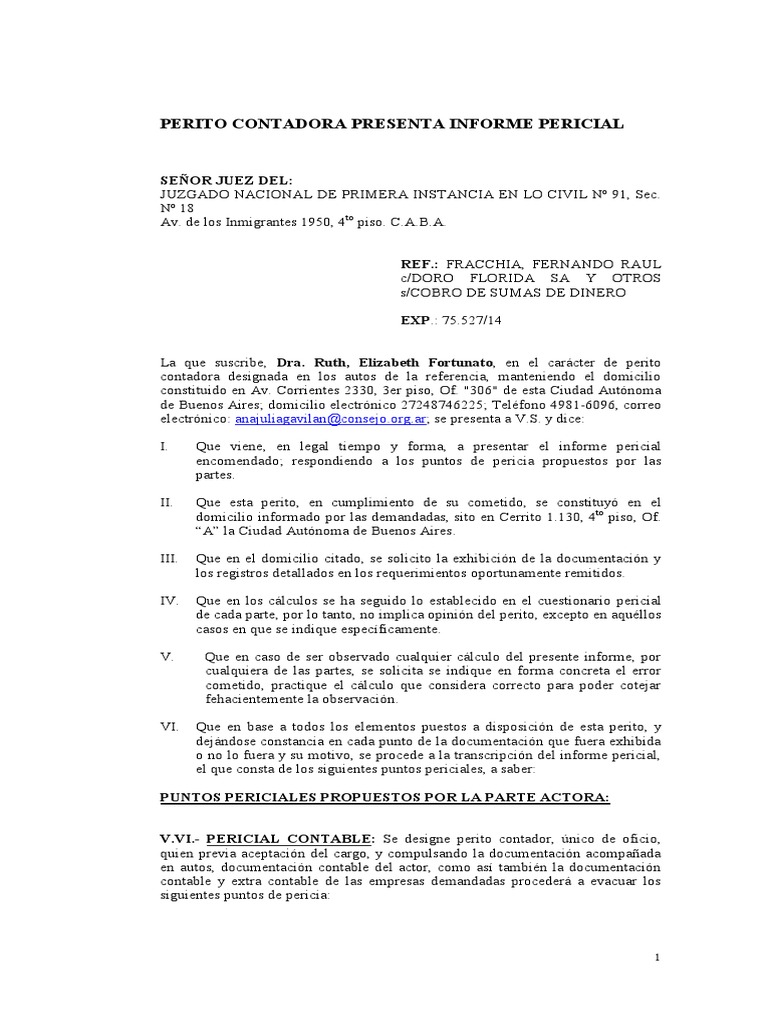 Informe Pericial Contable Judicial | PDF | Contador | Contabilidad