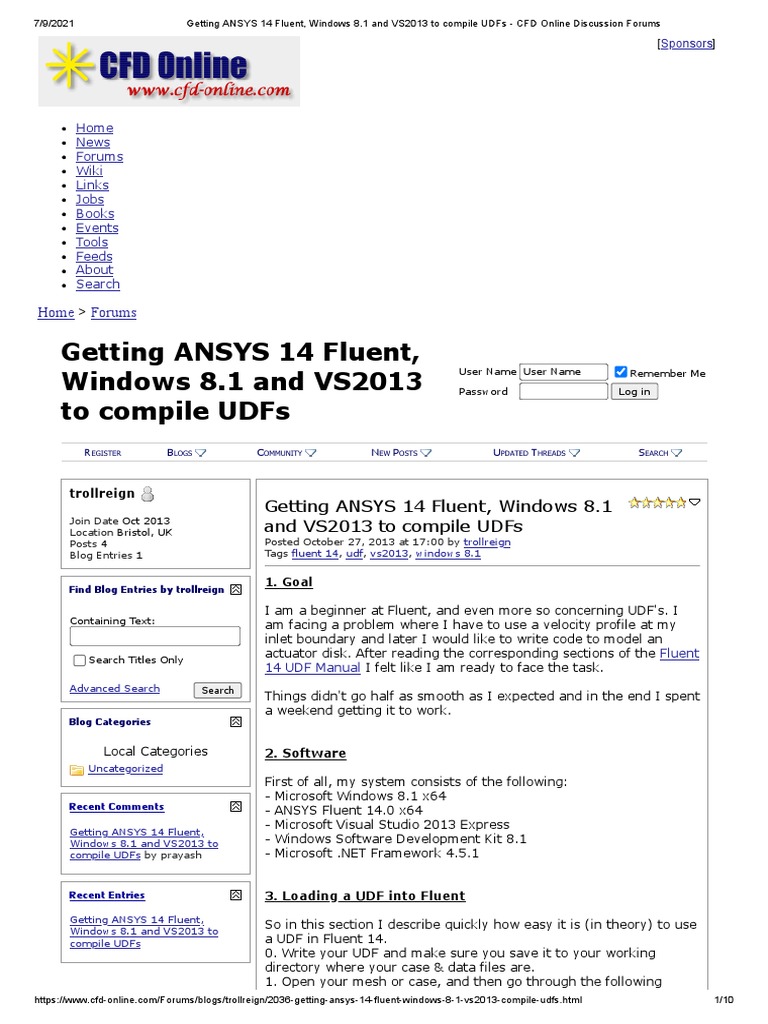 Getting ANSYS 14 Fluent, Compile UDFs | PDF