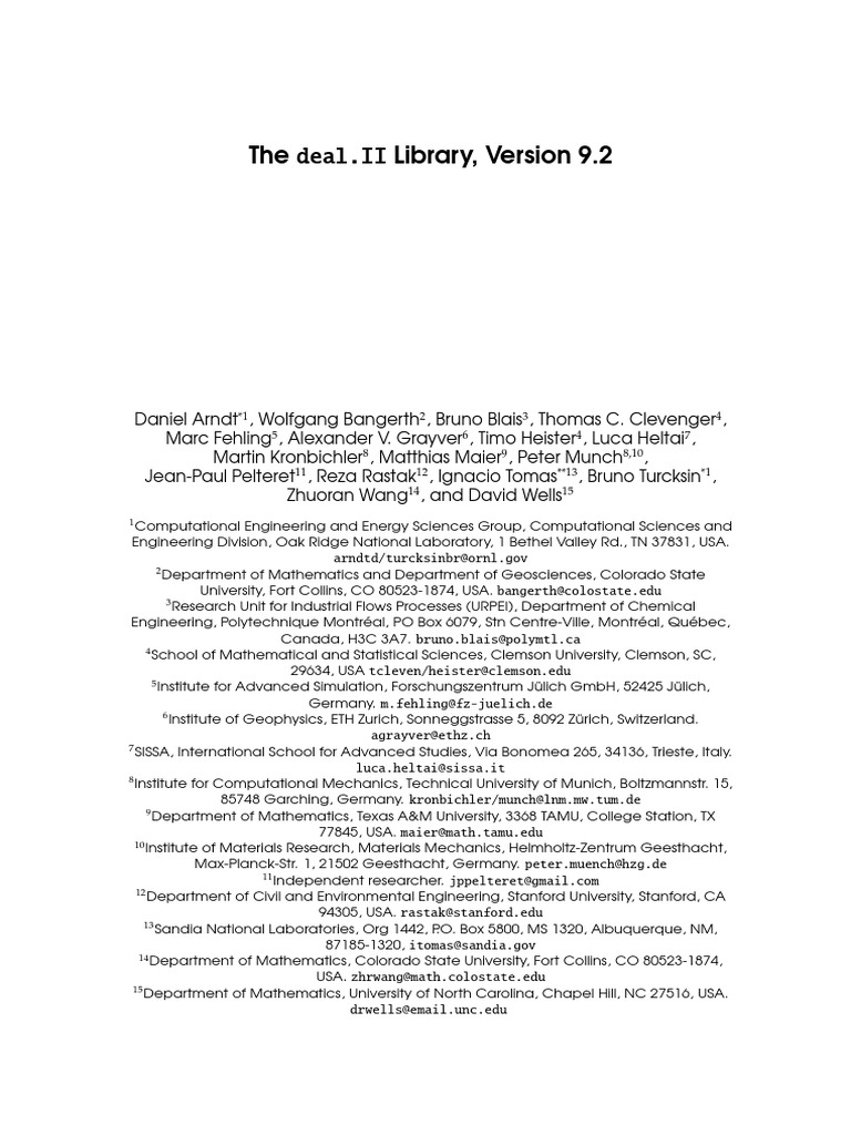 The Deal - II Library, Version 9.2 | PDF | Finite Element Method ...