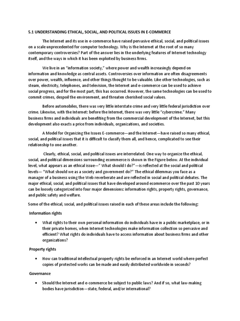 5.1 Understanding Ethical, Social, and Political Issues in E-Commerce ...