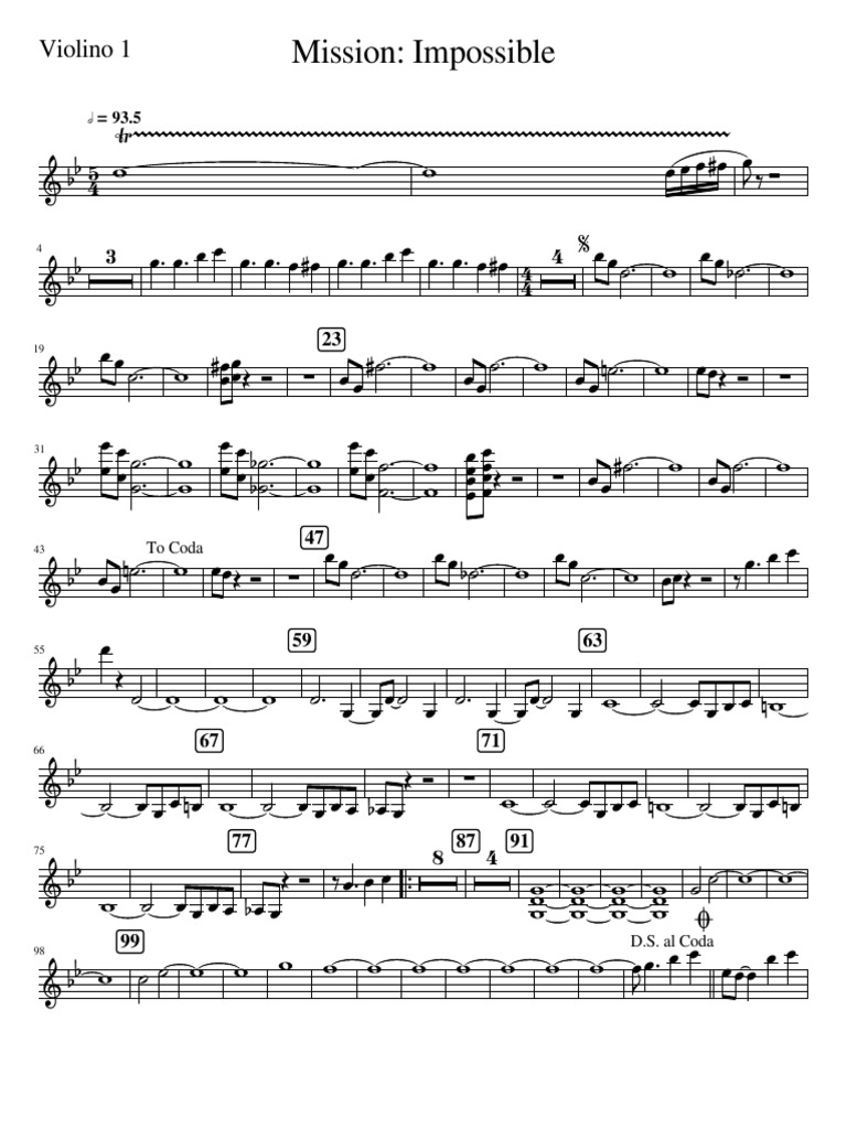 Mission Impossible-Violino 1 | PDF | Formas musicais | Composições musicais