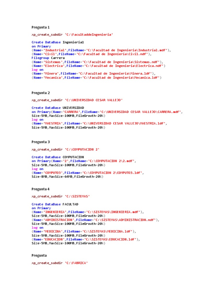 Pregunta 1: XP - Create - Subdir | PDF