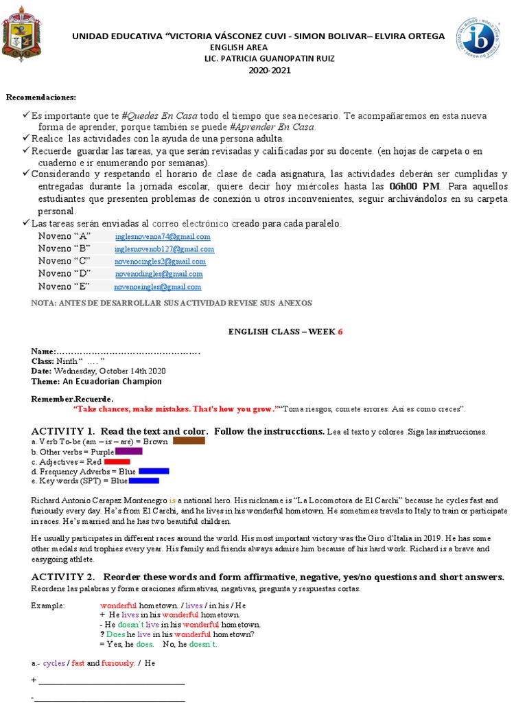 Week 7 - 9TH Plan de D . | PDF