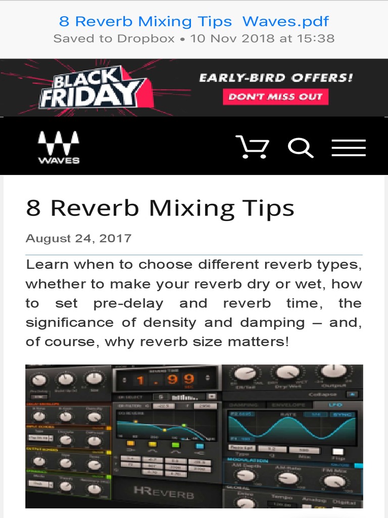 8 Reverb Mixing Tips Waves | PDF | Qualia | Sound Technology