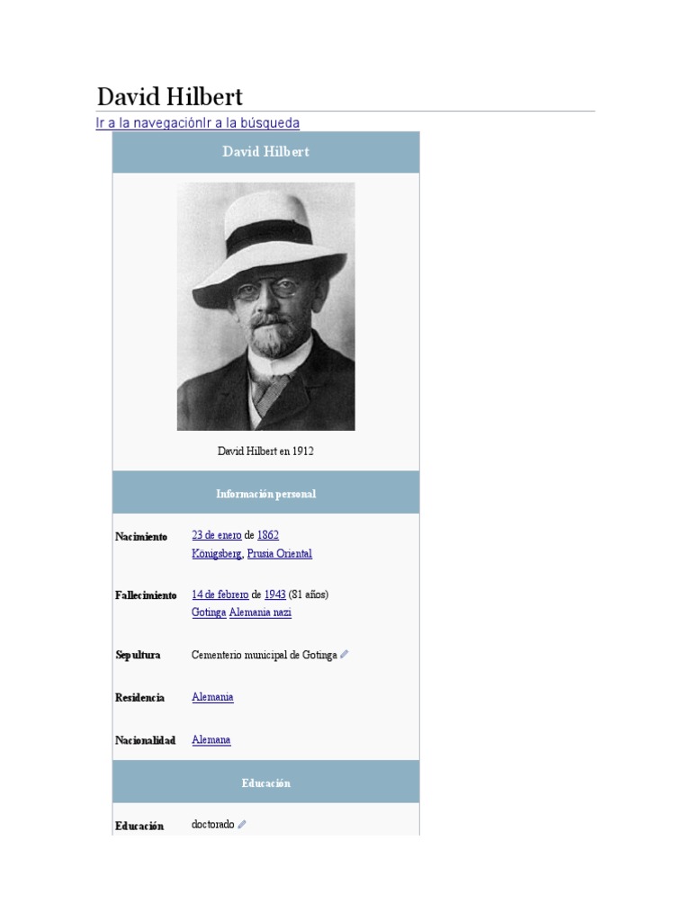 David Hilbert | PDF | Lógica | Lógica matemática