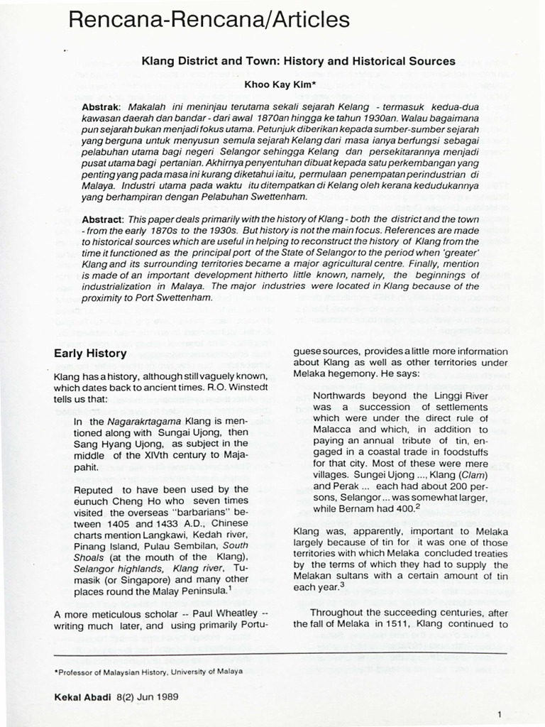 History of Klang: 1870s-1930s Overview | PDF | Unrest | Nature