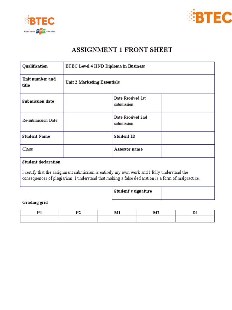 486 - Assignment 1 Frontsheet | PDF | Career & Growth