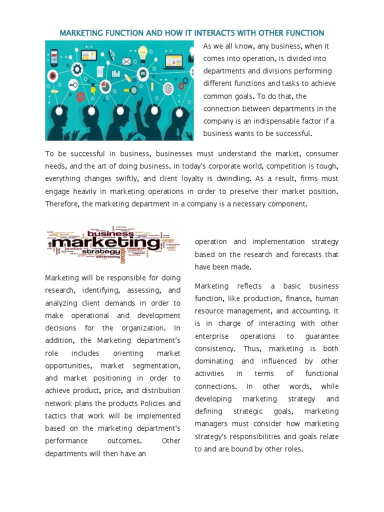 Marketing Function and How It Interacts With Other Function. NGHI - (09 ...