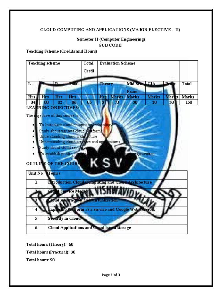 CCA Syllabus | PDF | Platform As A Service | Cloud Computing