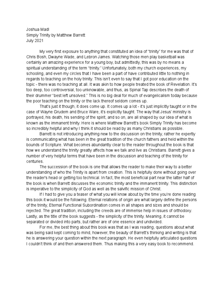 Simply Trinity - A Review | PDF | Trinity | Theology