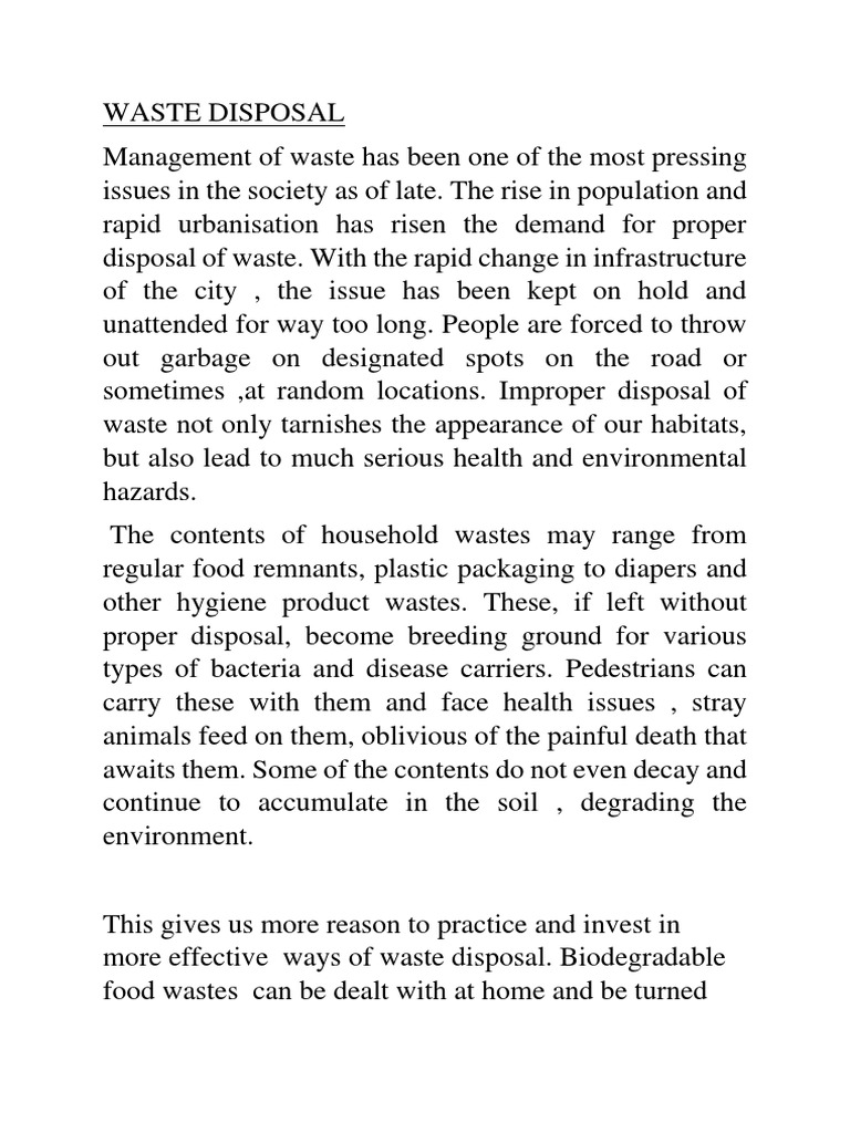 WASTE DISPOSAL An Essay | PDF | Social Science