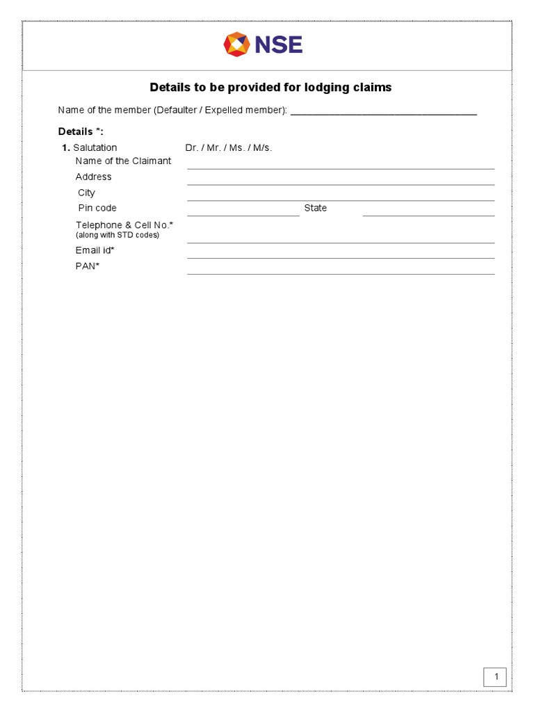 Details To Be Provided For Lodging Claims | PDF | Financial Services ...