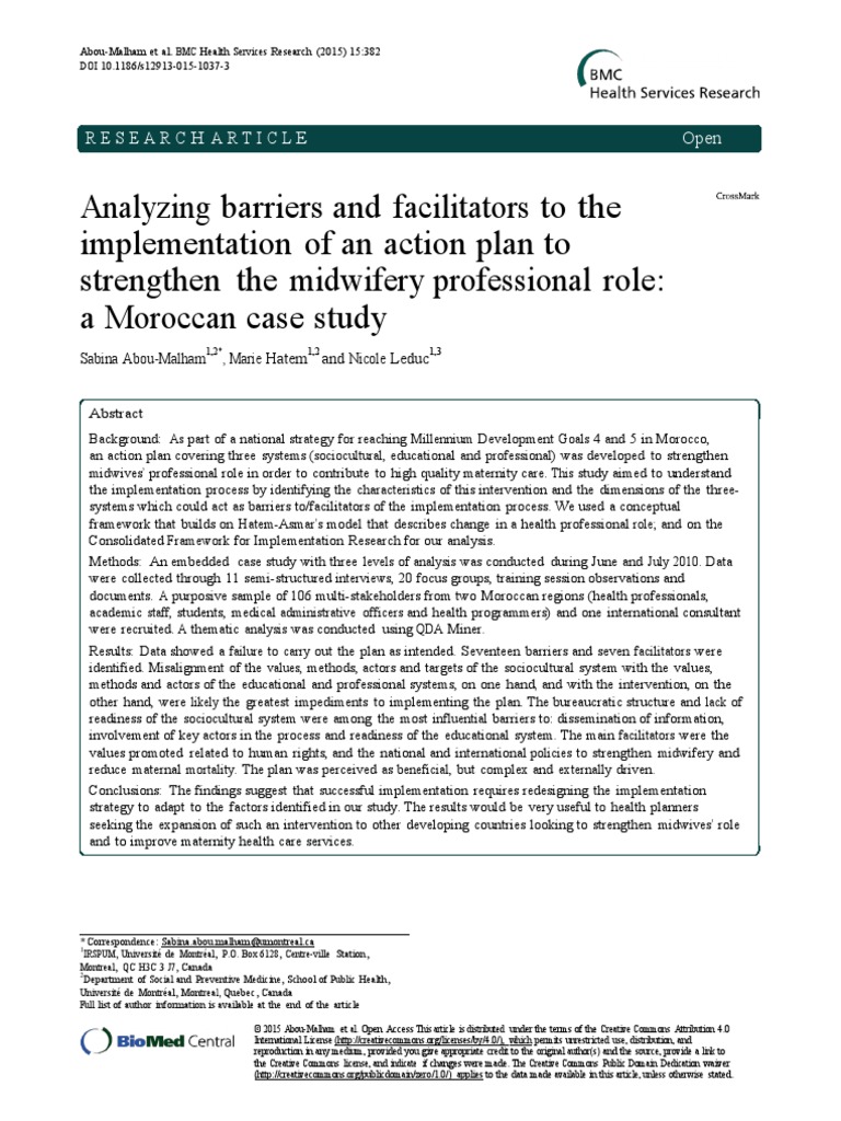 Analyzing Barriers and Facilitators To The Implementation of An Action ...
