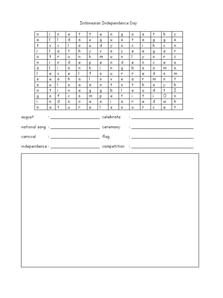 Independence Day Wordsearch | PDF | Foreign Language Studies | Self ...
