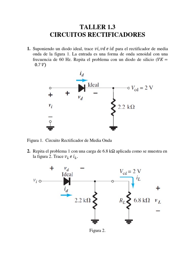 TALLER 1.3 Rectificadores | PDF | Rectificador | Diodo