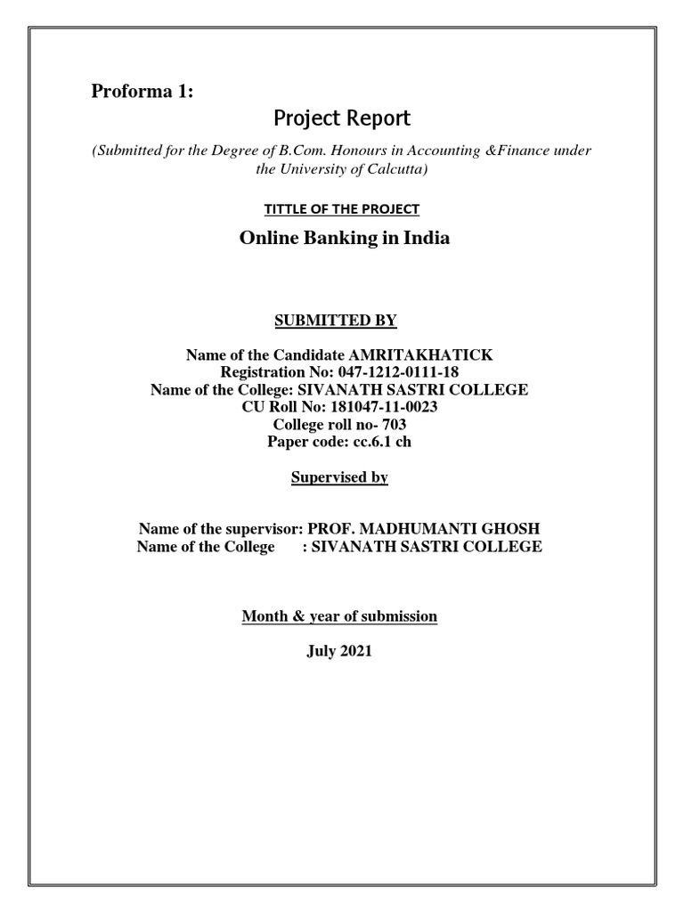 Project Report: Proforma 1 | PDF | Online Banking | Banks & Banking