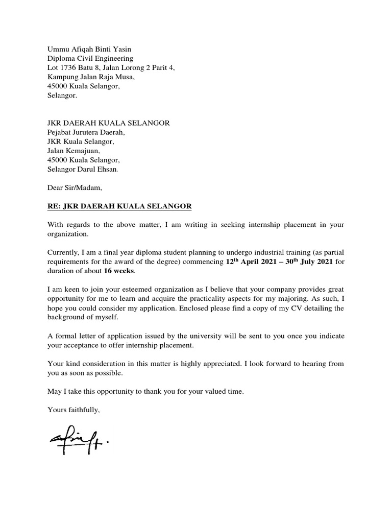 (JKR) Application Letter | PDF