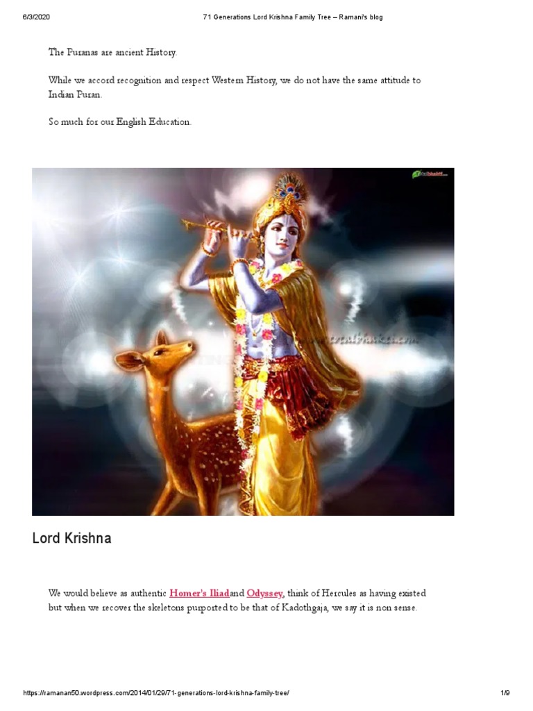 71 Generations Lord Krishna Family Tree - Ramani's Blog | PDF | Hindu ...
