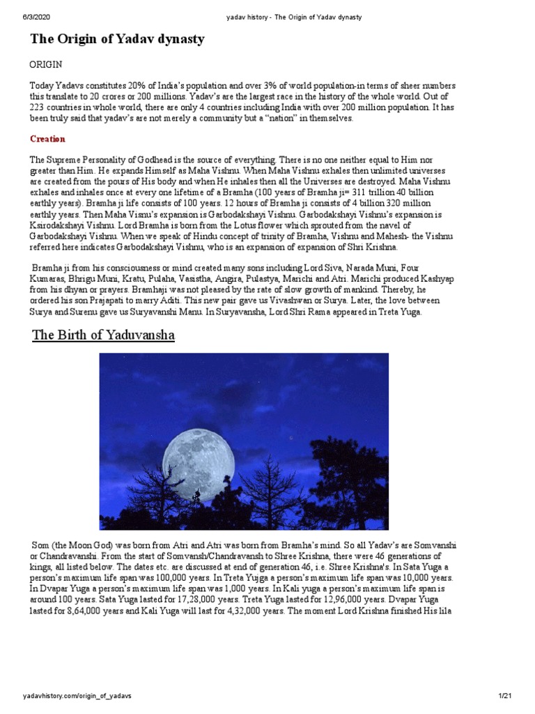 Yadav History - The Origin of Yadav Dynasty | PDF | Mahabharata ...