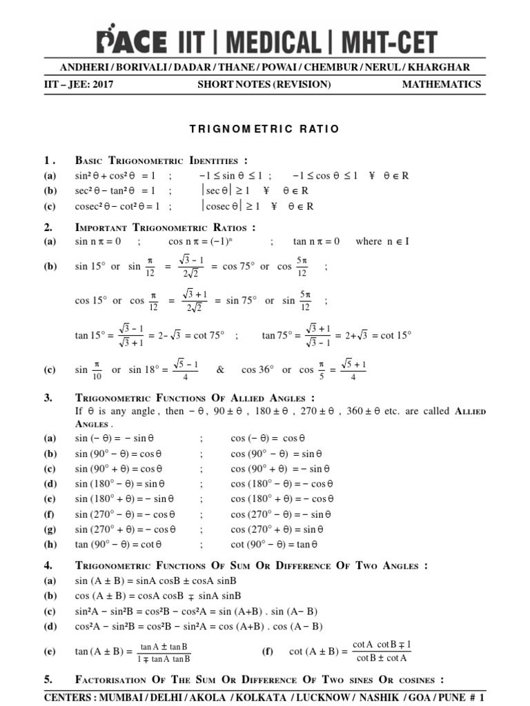 short-notes-revision-mathematics-pdf-trigonometric-functions-sine