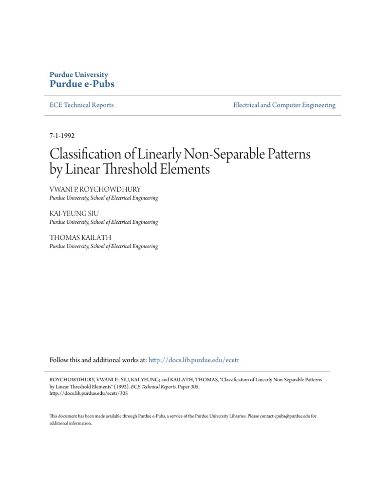Classification of Linearly Non-Separable Patterns by Linear Threshold ... Classification of Linearly Non-Separable Patterns by Linear Threshold ...