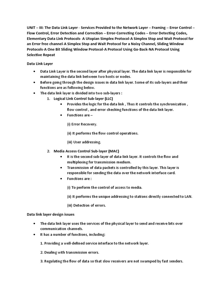 Cn Unit 3 Material Pdf Error Detection And Correction Transmission Control Protocol