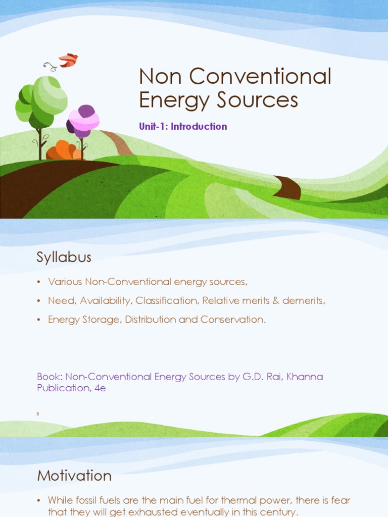 Non-Conventional Energy Sources | PDF | Solar Energy | Energy Development