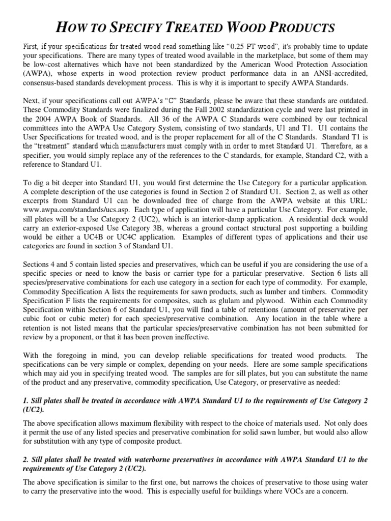 AWPA - How - To - Specify - Treated - Wood | Download Free PDF | Lumber ...