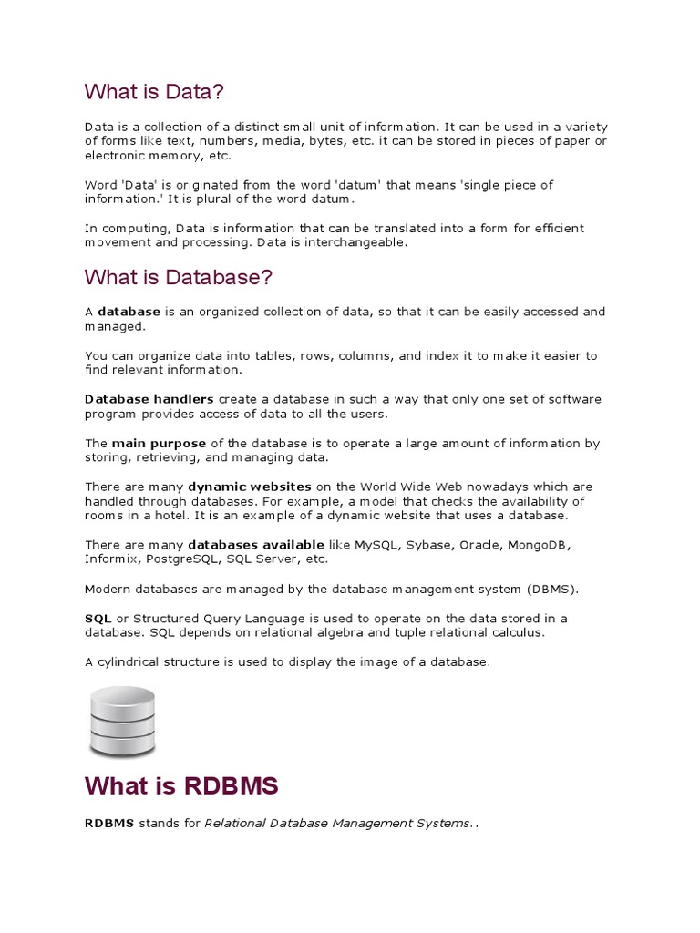 DBMS Fundamentals | PDF | Relational Database | Sql