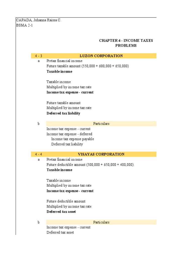 Income Tax Problems and Solutions | PDF | Tax Expense | Deferred Tax