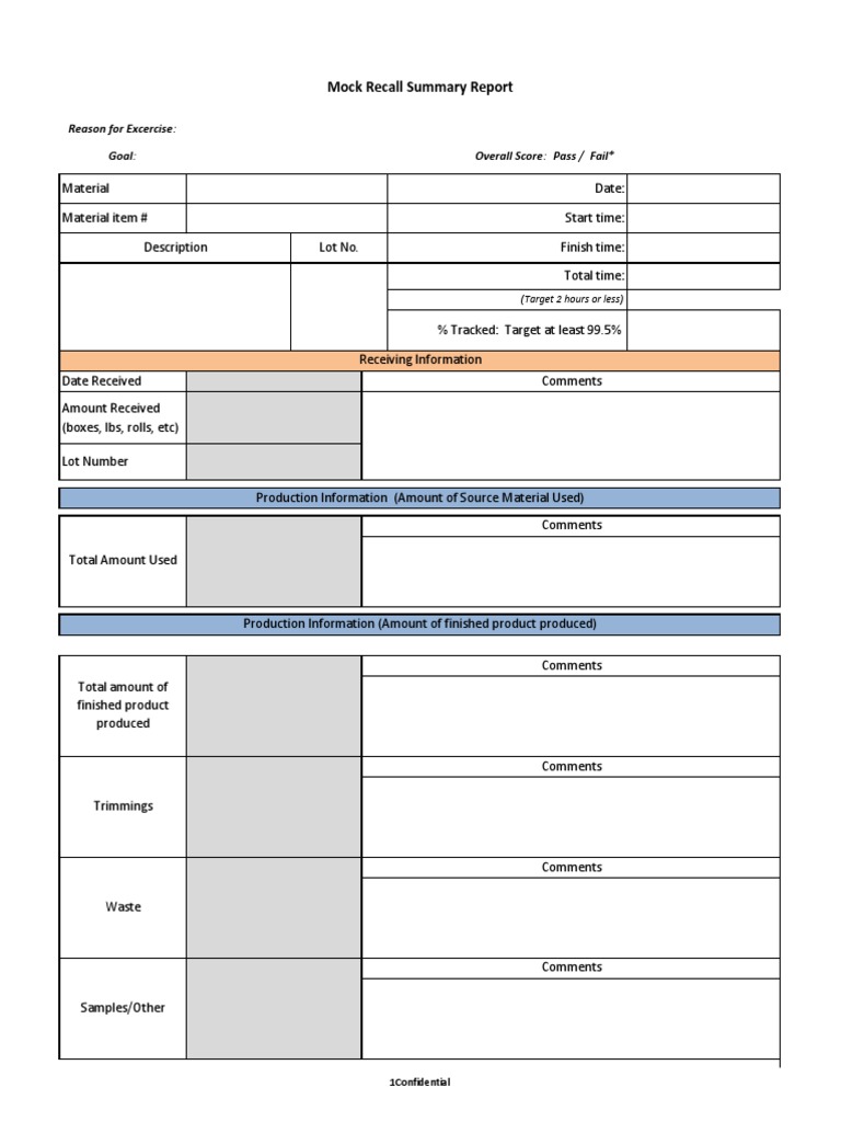 Mock Recall Summary Report Template | PDF | Business