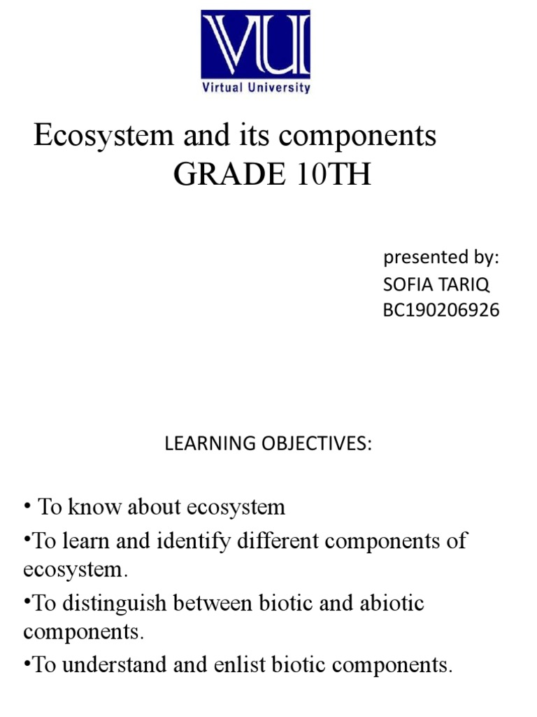 Ecosystem Components for Class 10 | PDF