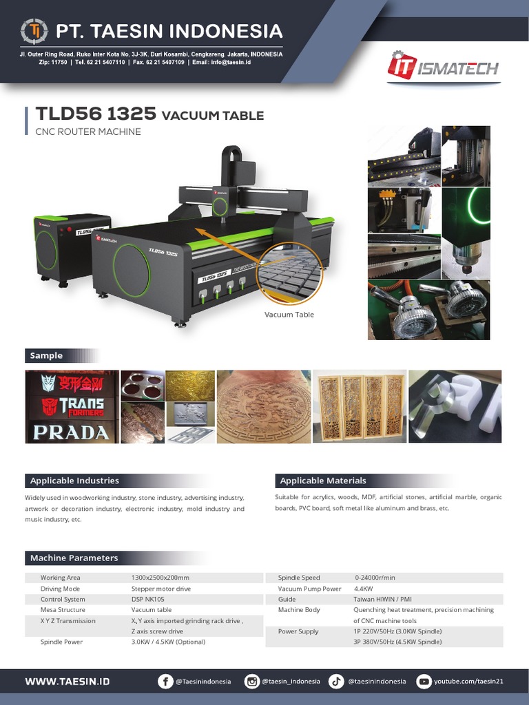 TLD56 1325 Vacuum Table - CNC Router Machine | PDF | Technology ...