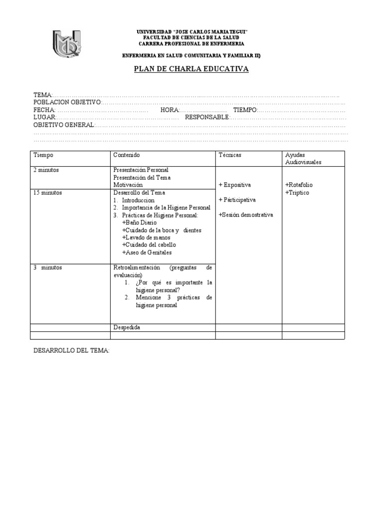 Formato Plan de Charla | PDF