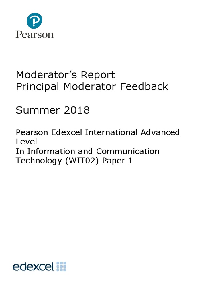 Moderator's Report Principal Moderator Feedback Summer 2018 | PDF ...