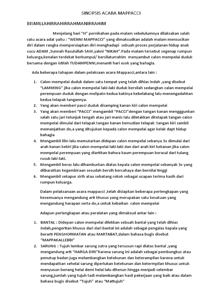 Sinopsis Acara Mappacci | PDF