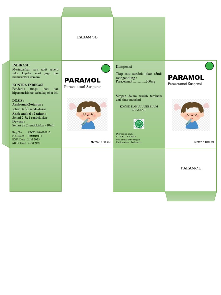 Kemasan dan Dosis Paramol Sirup Anak | PDF