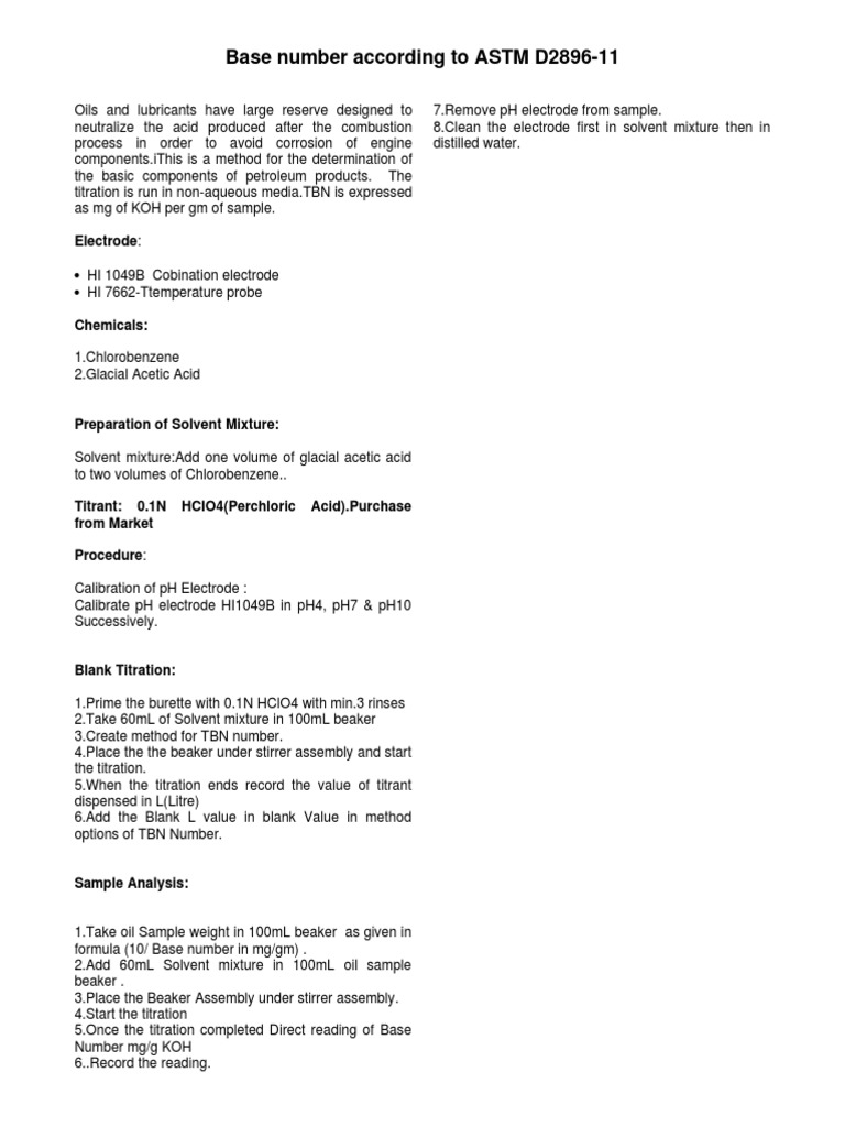 Base Number As Per ASTM D 2896 | PDF