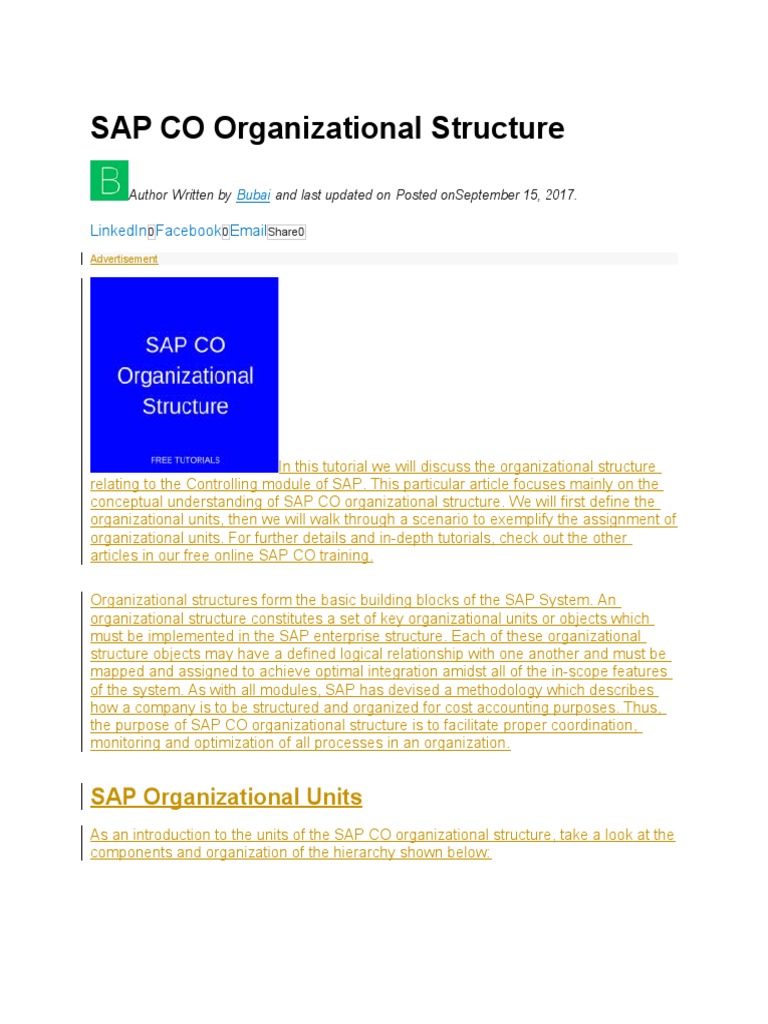 SAP CO Structure for Comserve Network | PDF | Organizational Structure ...
