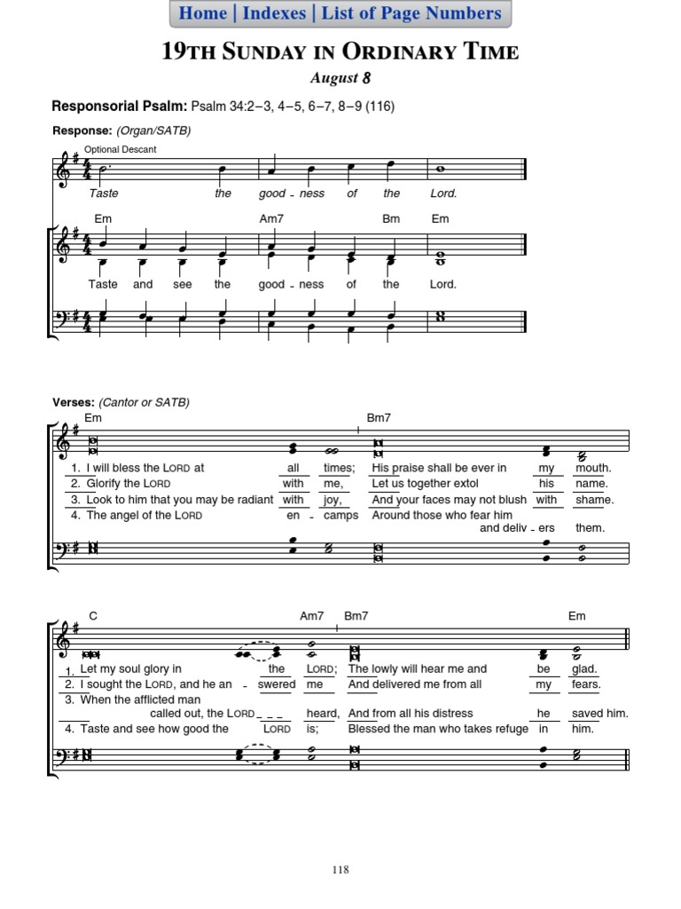 Psalm - 19th Sunday in Ordinary Time 2021 | PDF