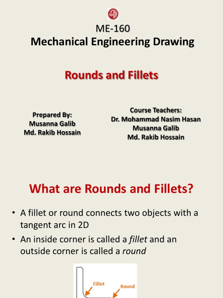 Mechanical Engineering Drawing: Rounds and Fillets | PDF
