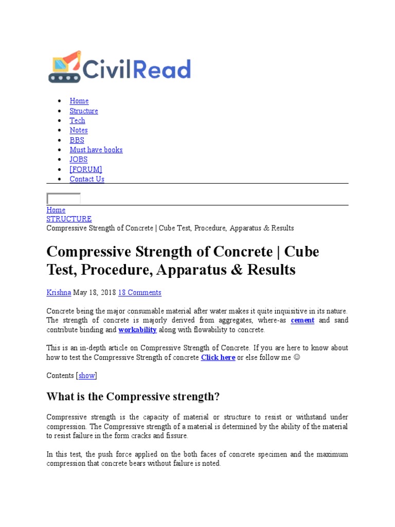 Compressive Strength of Concrete - Cube Test, Procedure, Apparatus ...