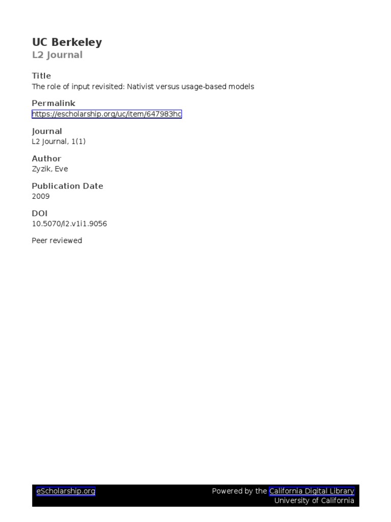 Usage-Based Theory | PDF | Language Acquisition | Second Language