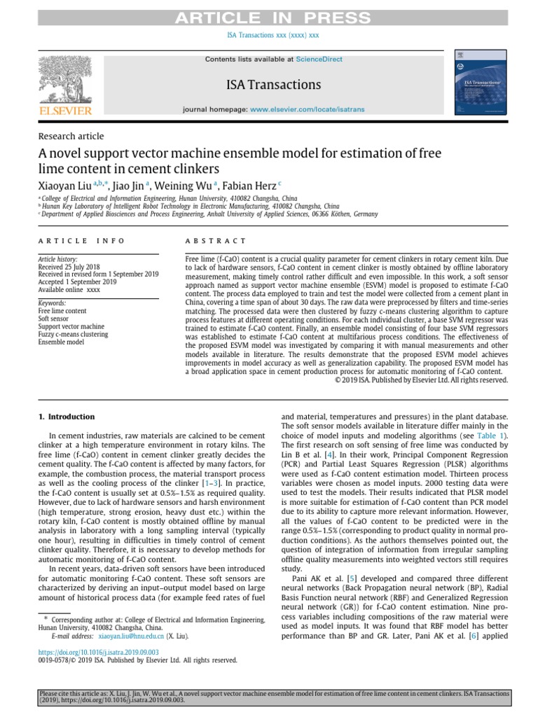 ISA Transactions: Xiaoyan Liu, Jiao Jin, Weining Wu, Fabian Herz | PDF ...